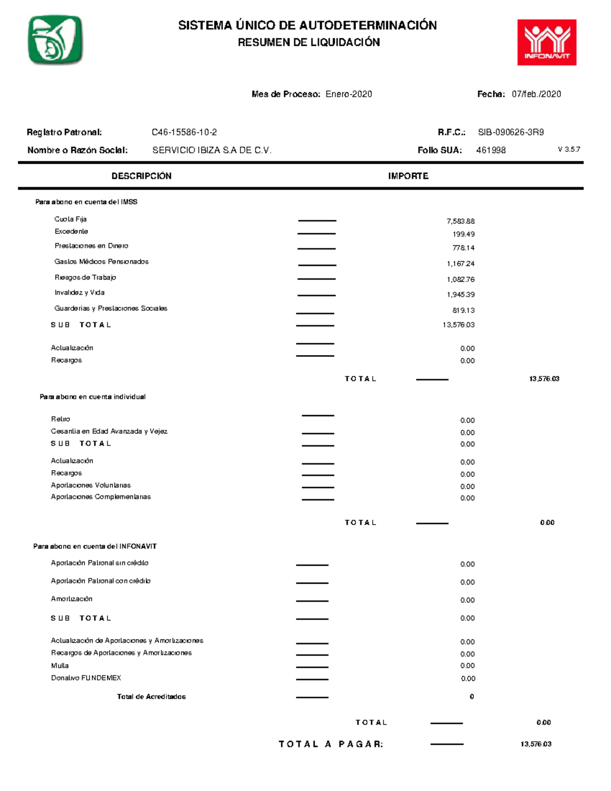 ENE resumen liquidacion gbl - SISTEMA ÚNICO DE AUTODETERMINACIÓN Fecha ...