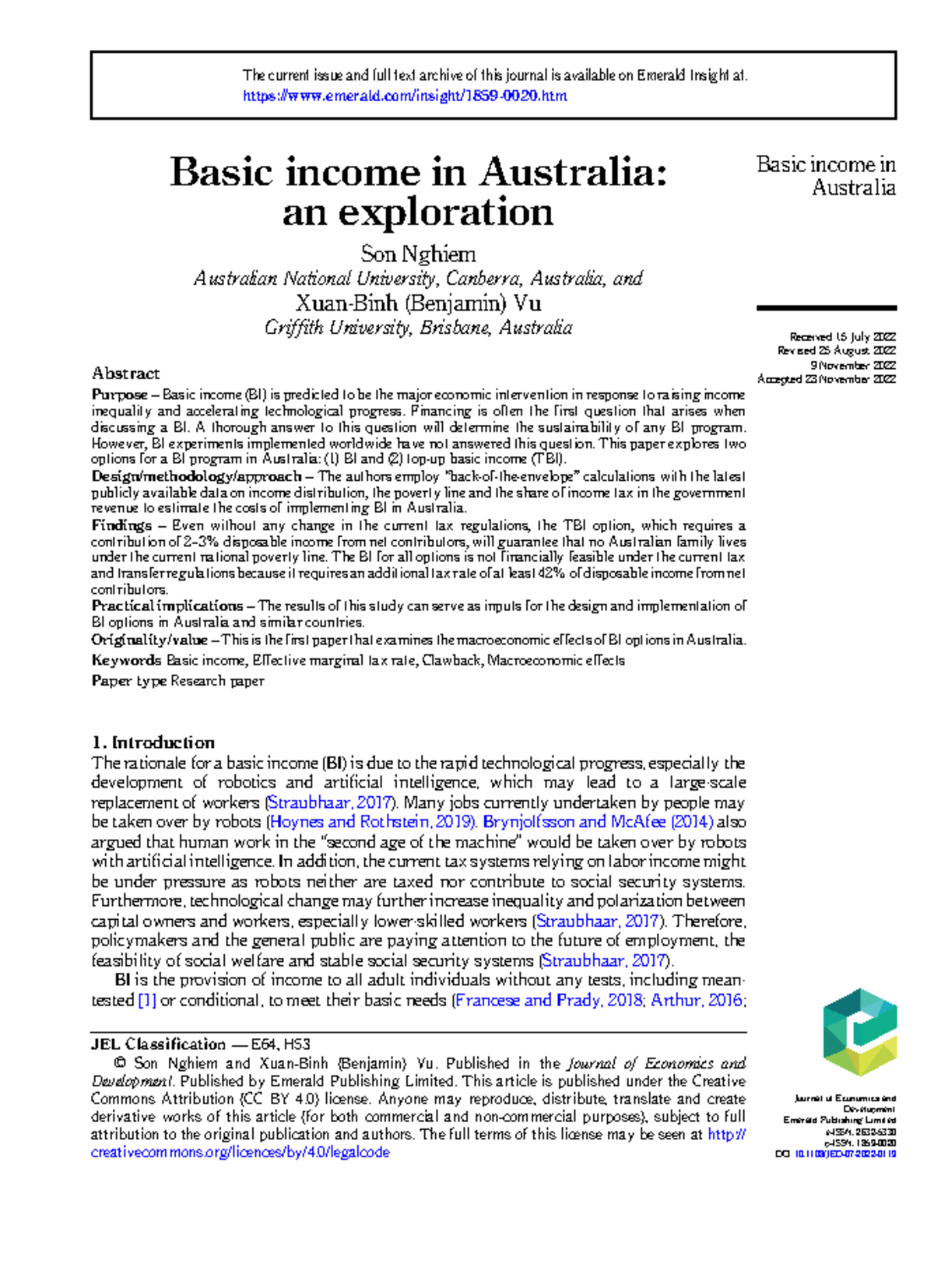 Basic income in Australia an exploration - Basic income in Australia ...