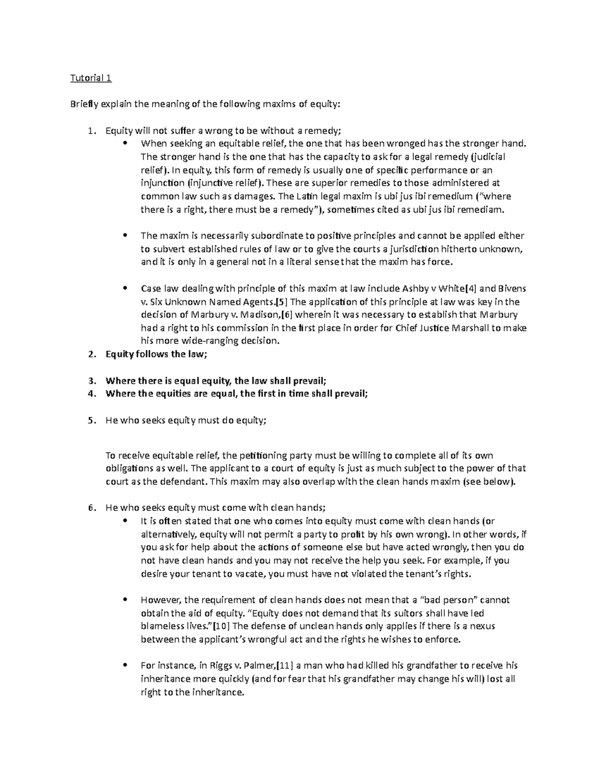 Tutorial 1 question - Tutorial 1 Briefly explain the meaning of the ...