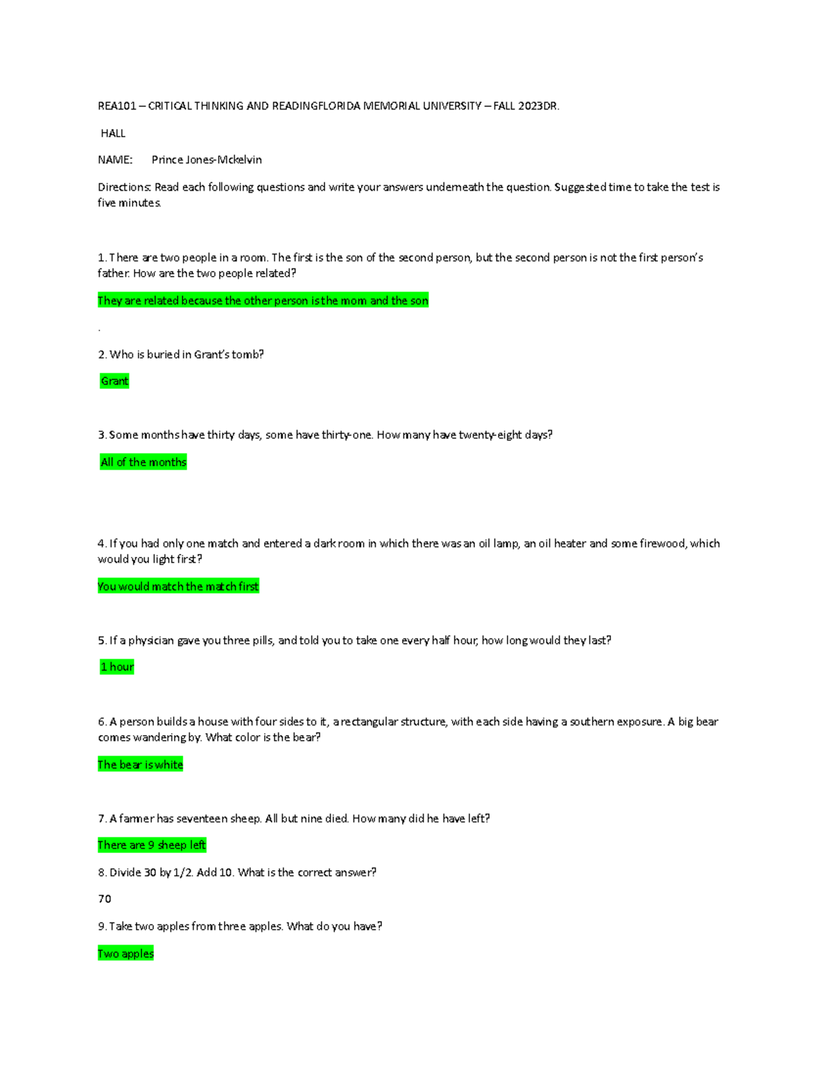 Critical thinking and reading first quiz - REA101 – CRITICAL THINKING ...