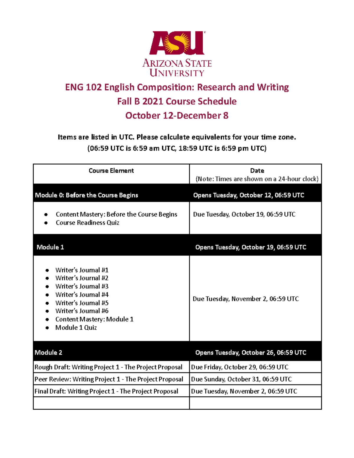 ENG 102 Schedule - ENG 102 English Composition: Research and Writing ...