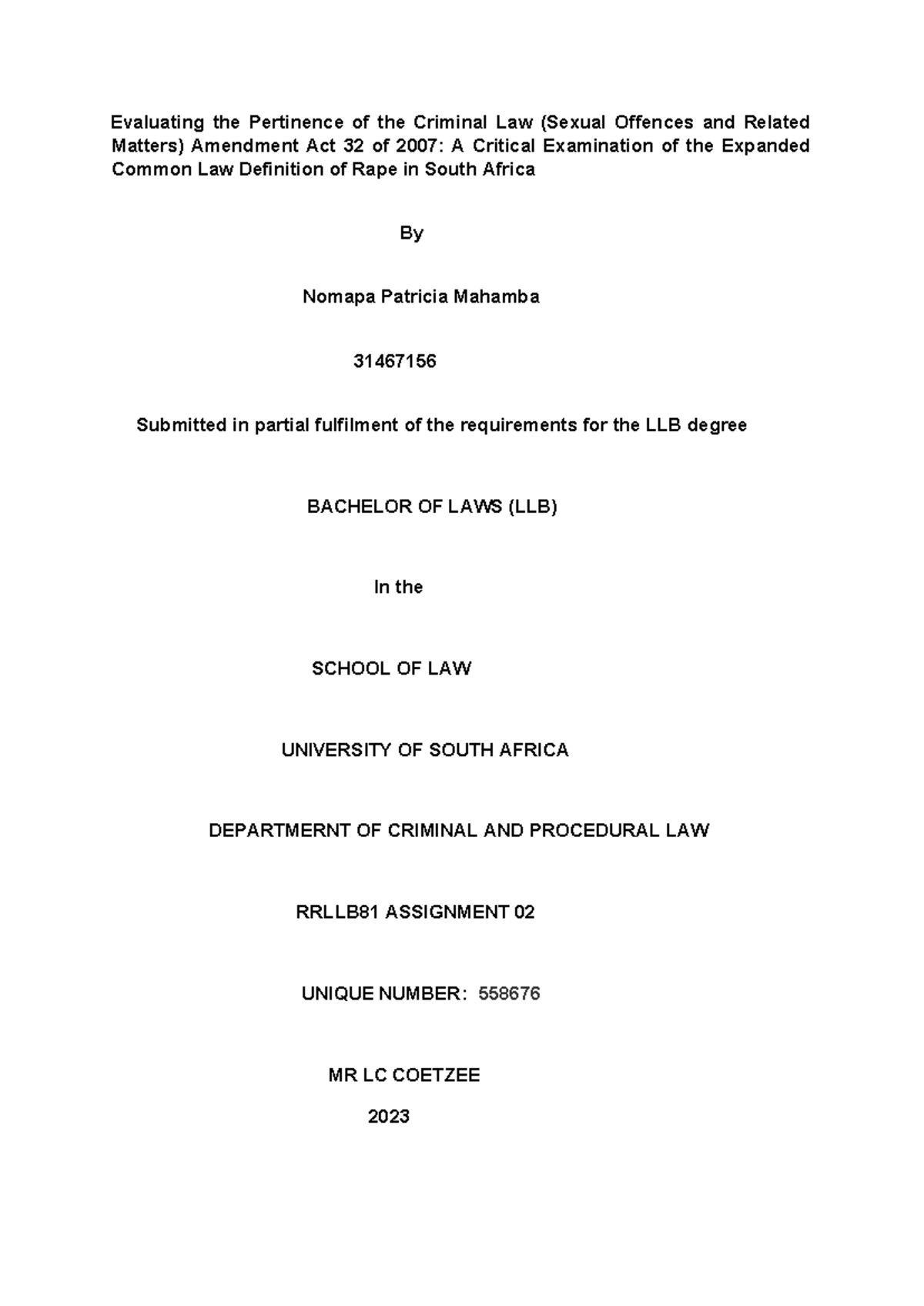 Relevant Rrllb Report ON Corrections 2023 - Evaluating the Pertinence ...