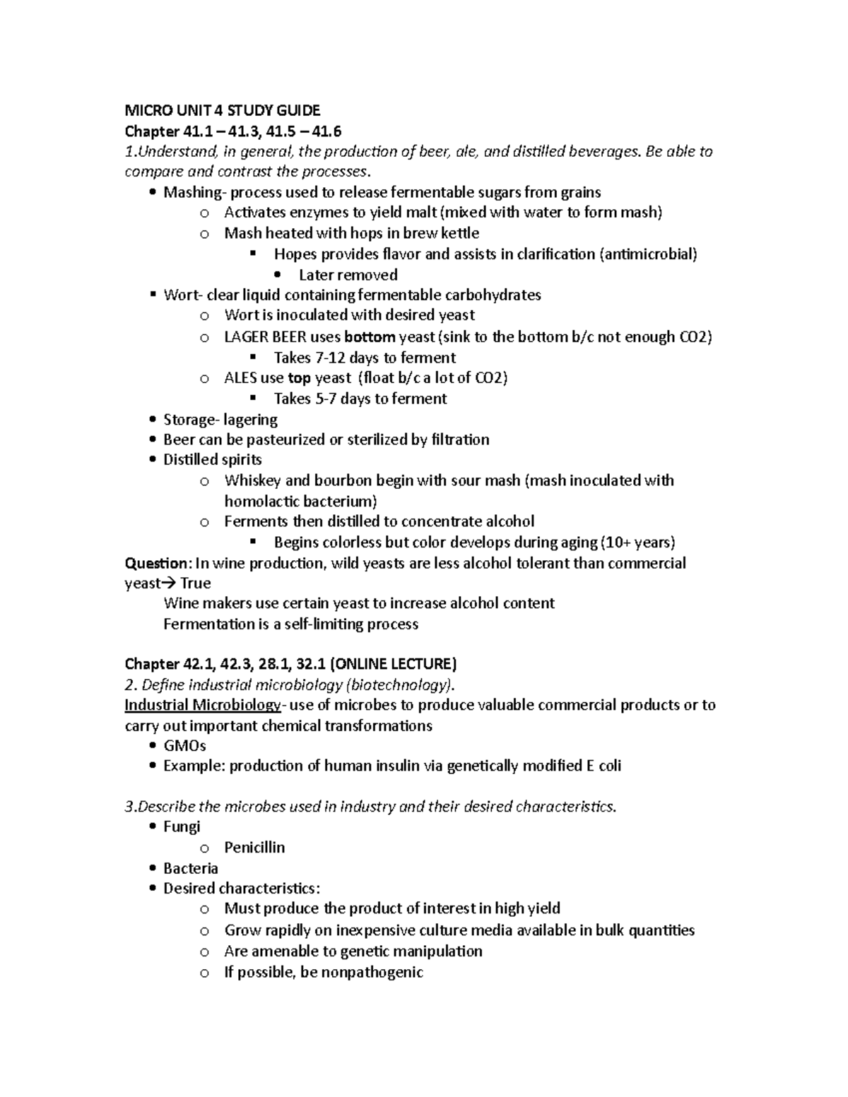 Micro UNIT 4 Study Guide - MICRO UNIT 4 STUDY GUIDE Chapter 41 – 41, 41 – 41. 1, in general, the ...