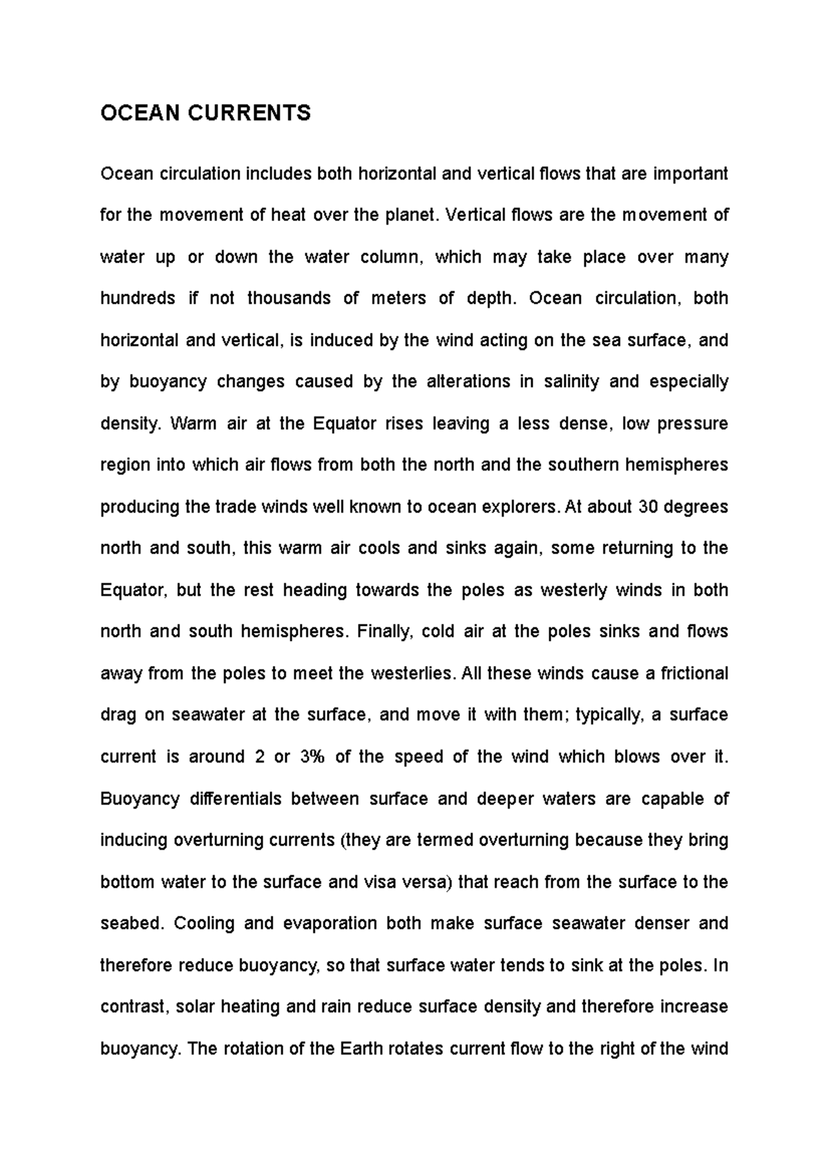 Ocean Currents - lectures note related to marine ecology - OCEAN ...