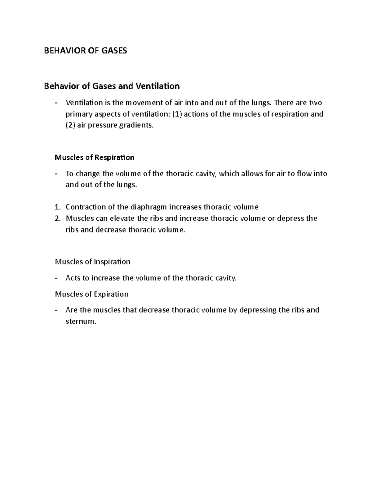 Behavior OF Gases - Notes taken in summarized ver. - BEHAVIOR OF GASES ...