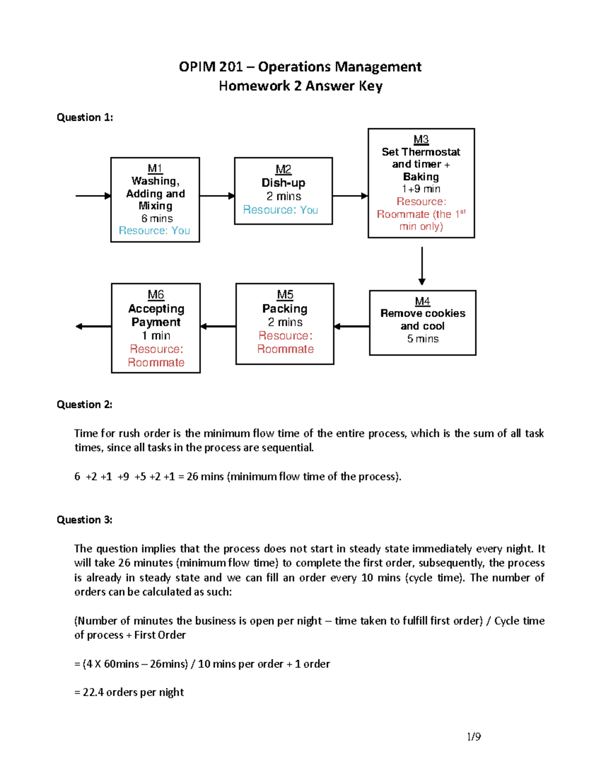 OPIM201 HW2 Key (2) - answer - OPIM 2 01 – Operations Management ...