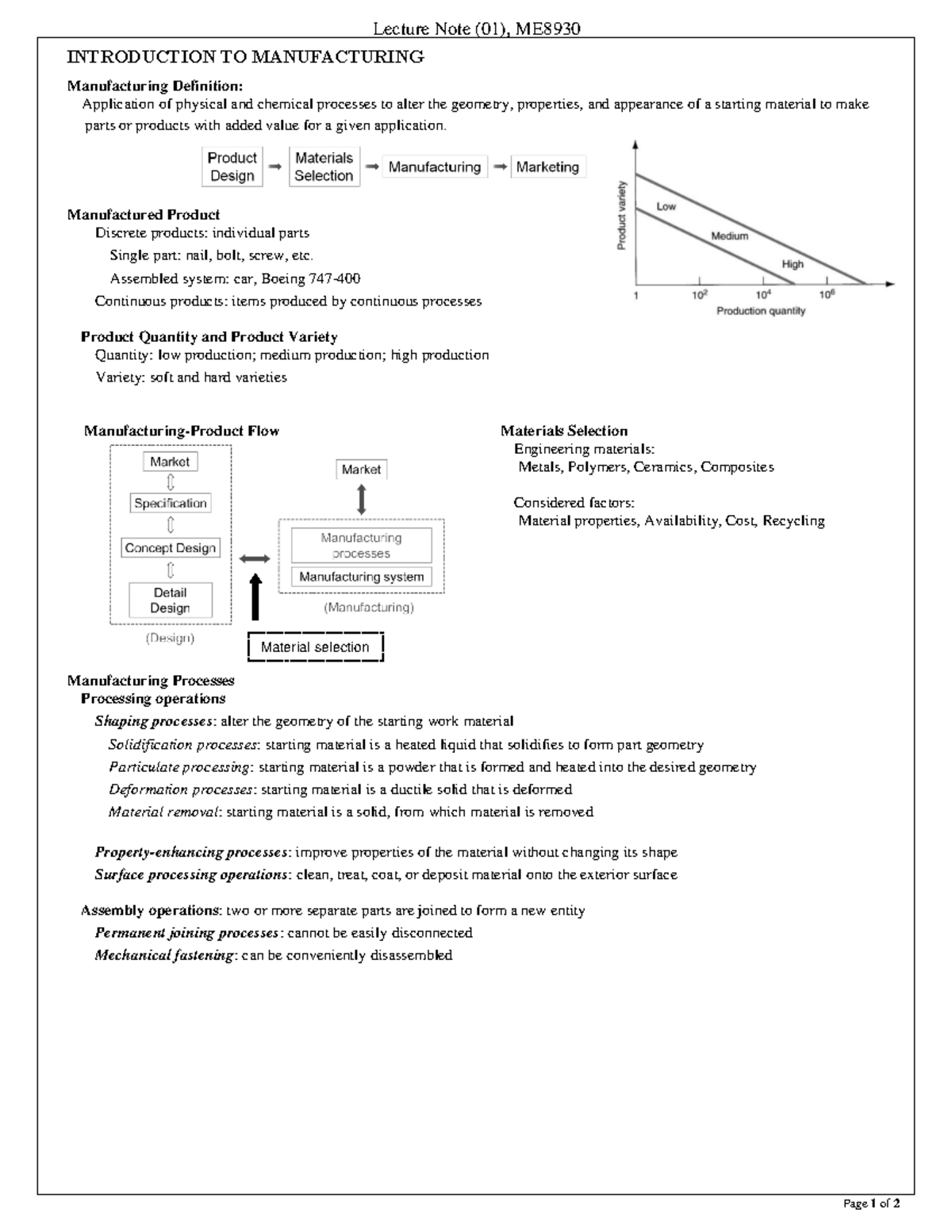 Lecture note 01 - Module 1 notes - Lecture Note (01), ME 8930 Page 1 of ...