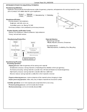Lecture note 01 - Module 1 notes - Lecture Note (01), ME 8930 Page 1 of ...