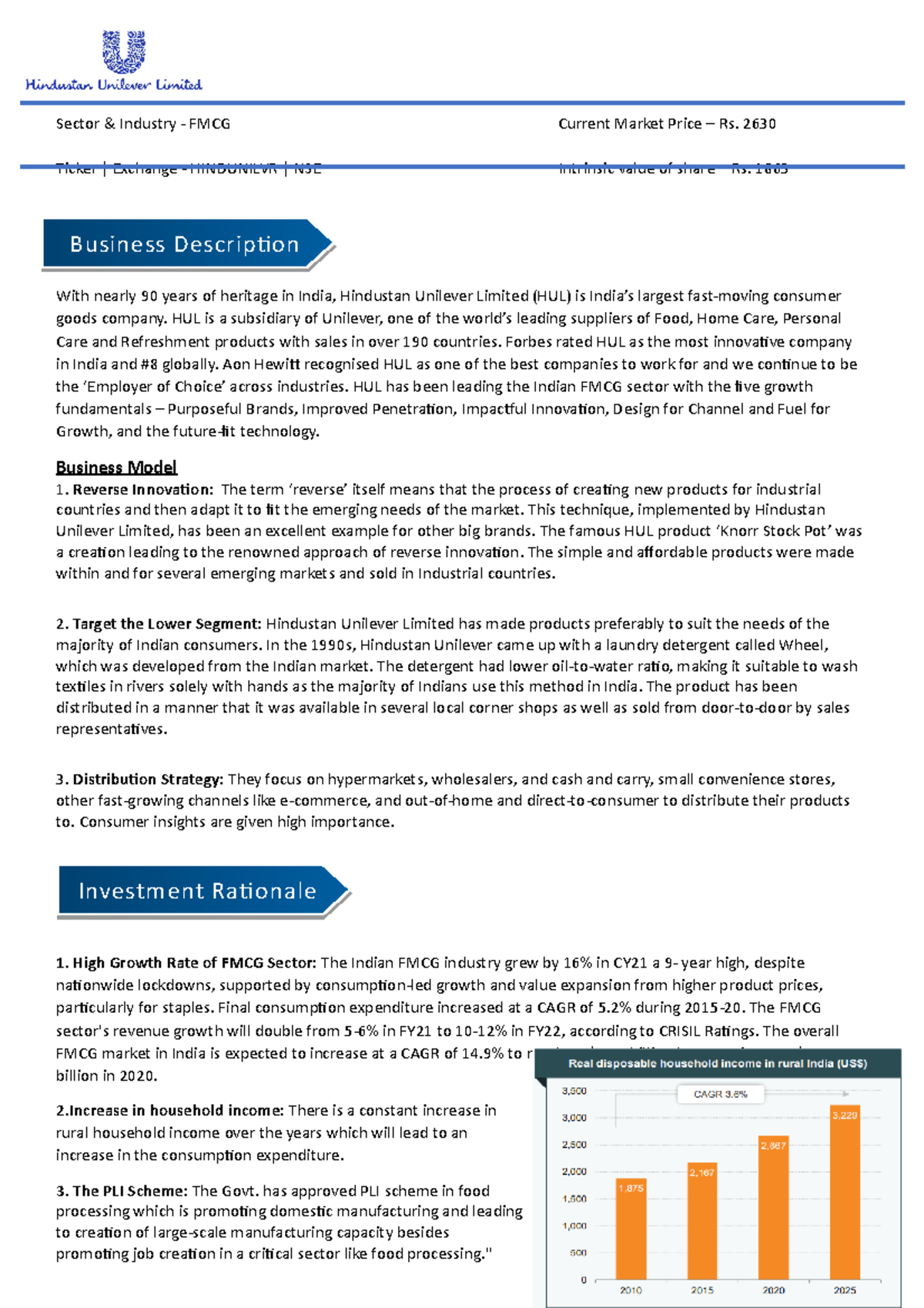 HUL stock analysis - Business DescriptionBusiness Description ...