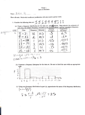 Stats exam 2 - test with work shown - Exam 2 Intro to Statistics Name ...
