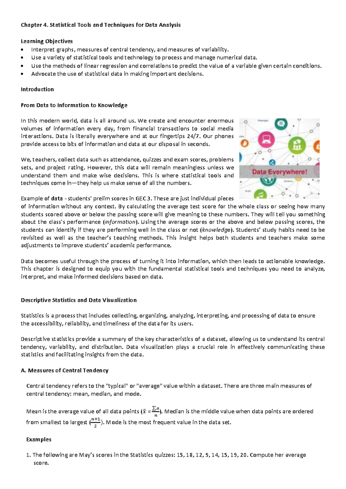 Chapter-4 - just practice analysis - Chapter 4. Statistical Tools and ...