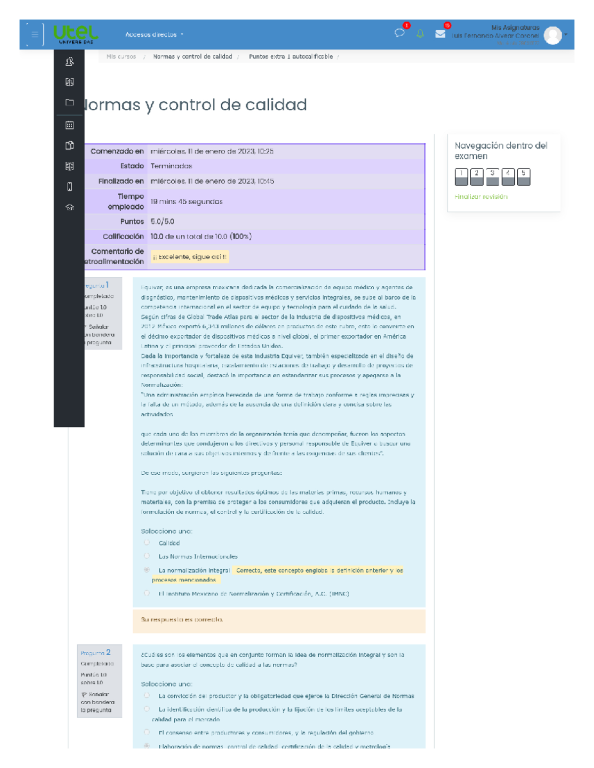 Normas y control de calidad - puntos extra semana 1 - Planeacion y Control - Studocu