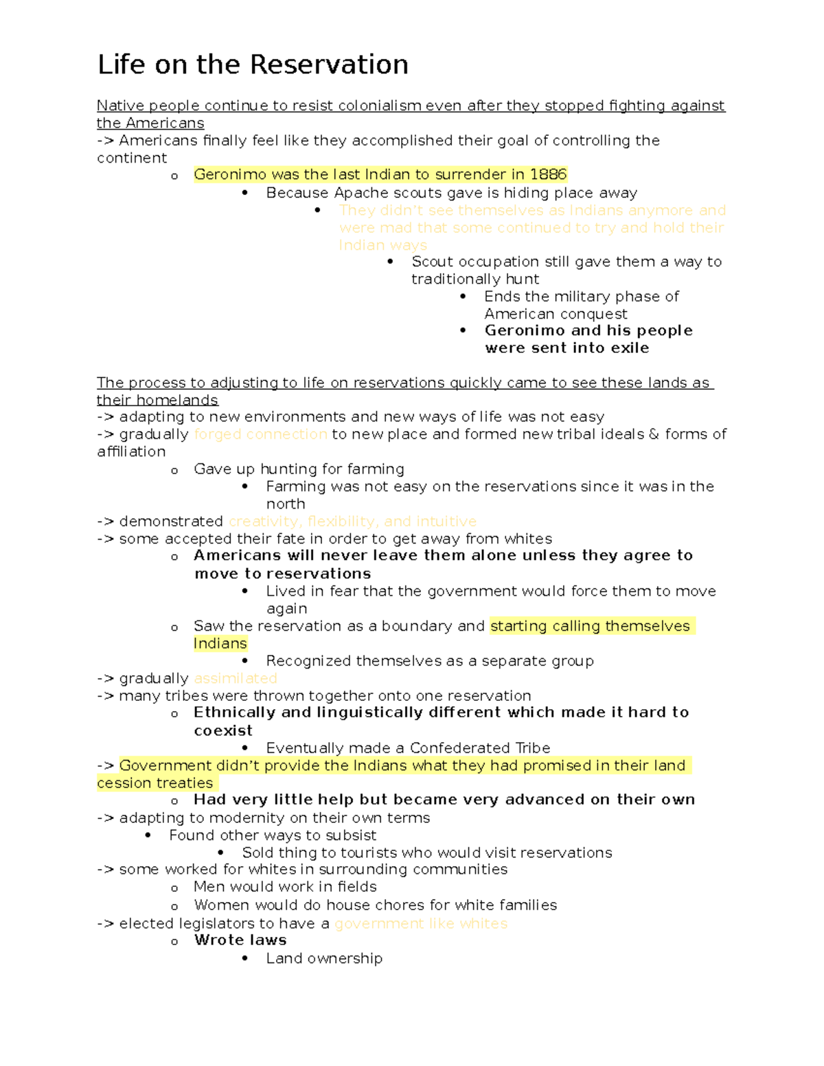 Life on the Reservation Notes - Life on the Reservation Native people ...