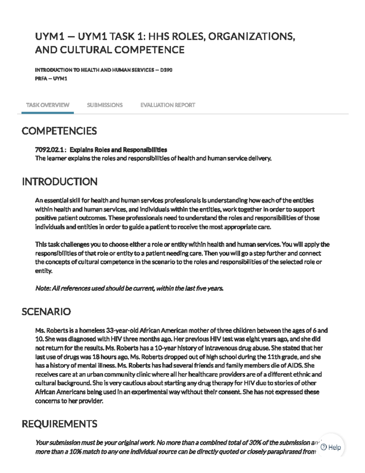UYM1 TASK 1 HHS Roles, Organizations, AND Cultural Competence - DO92 ...