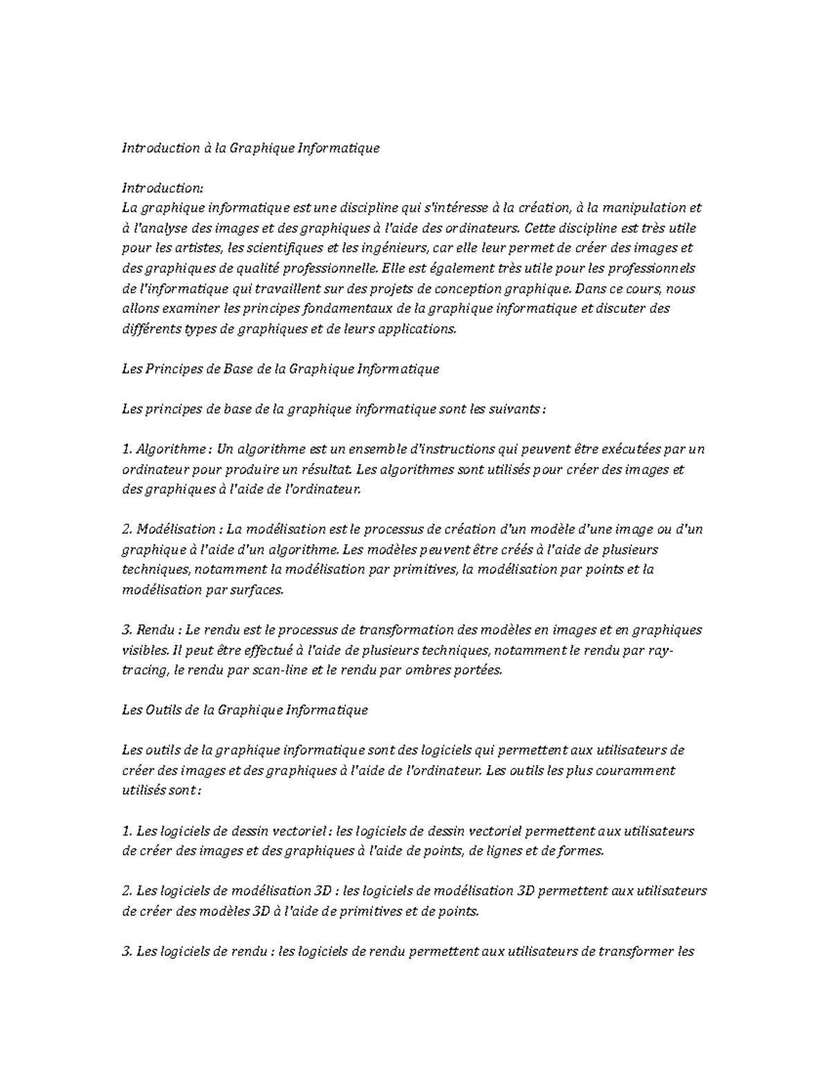 Computer Graphics Study Notes - Introduction à la Graphique ...