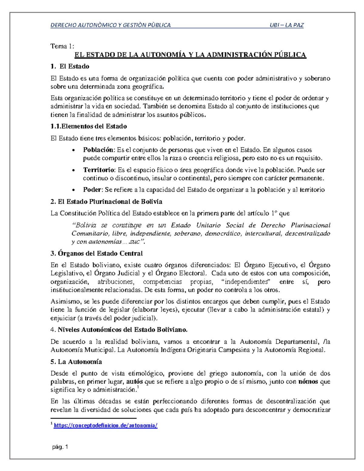 Derecho Autonomico - apuntes - Tema 1: EL ESTADO DE LA AUTONOMÍA Y LA ...