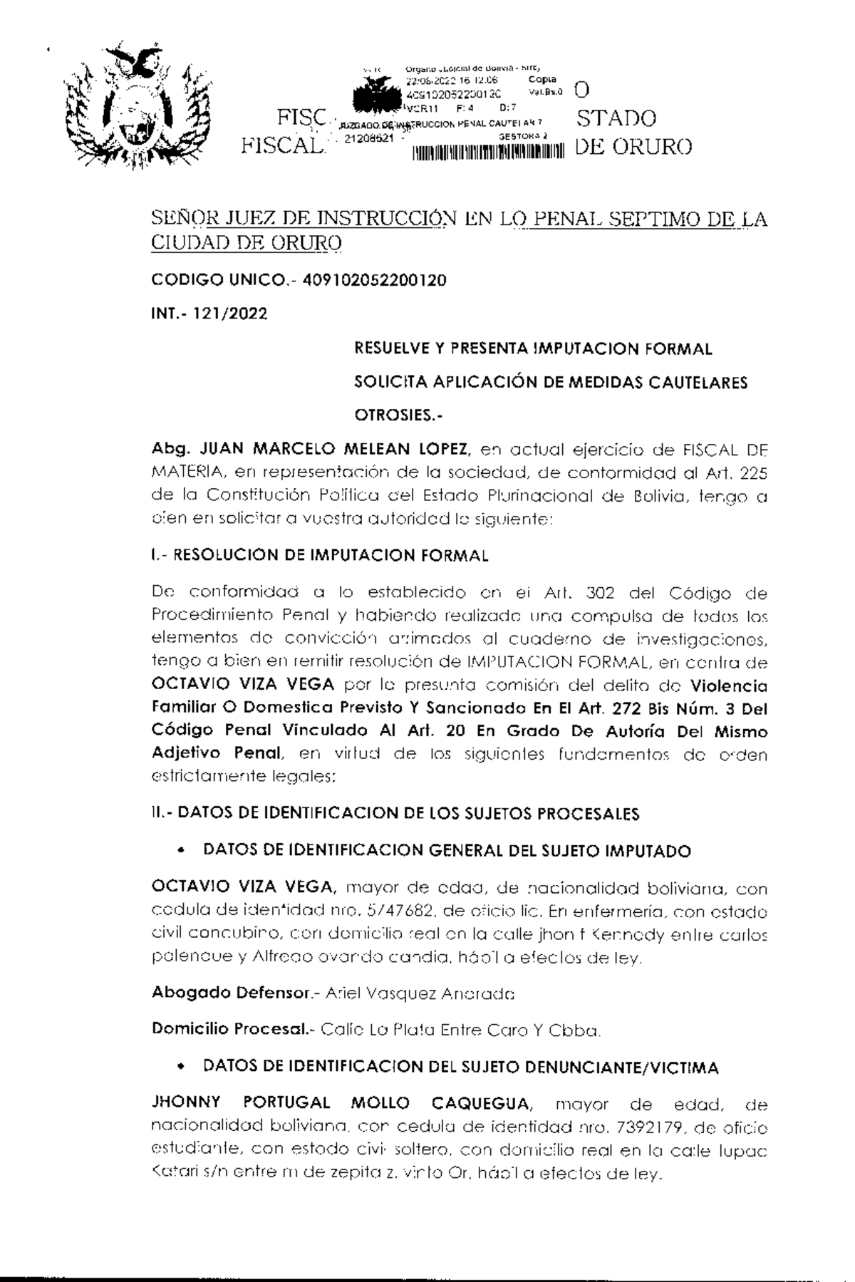 Imputacion Formal - Derecho Penal I - Studocu