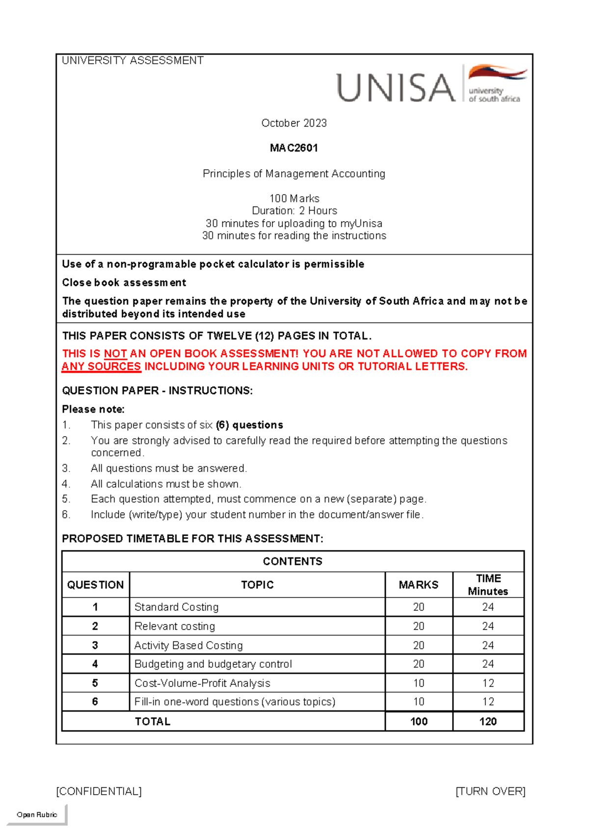 MAC2601 2023 Oct QP - Question Paper - [CONFIDENTIAL] [TURN OVER ...