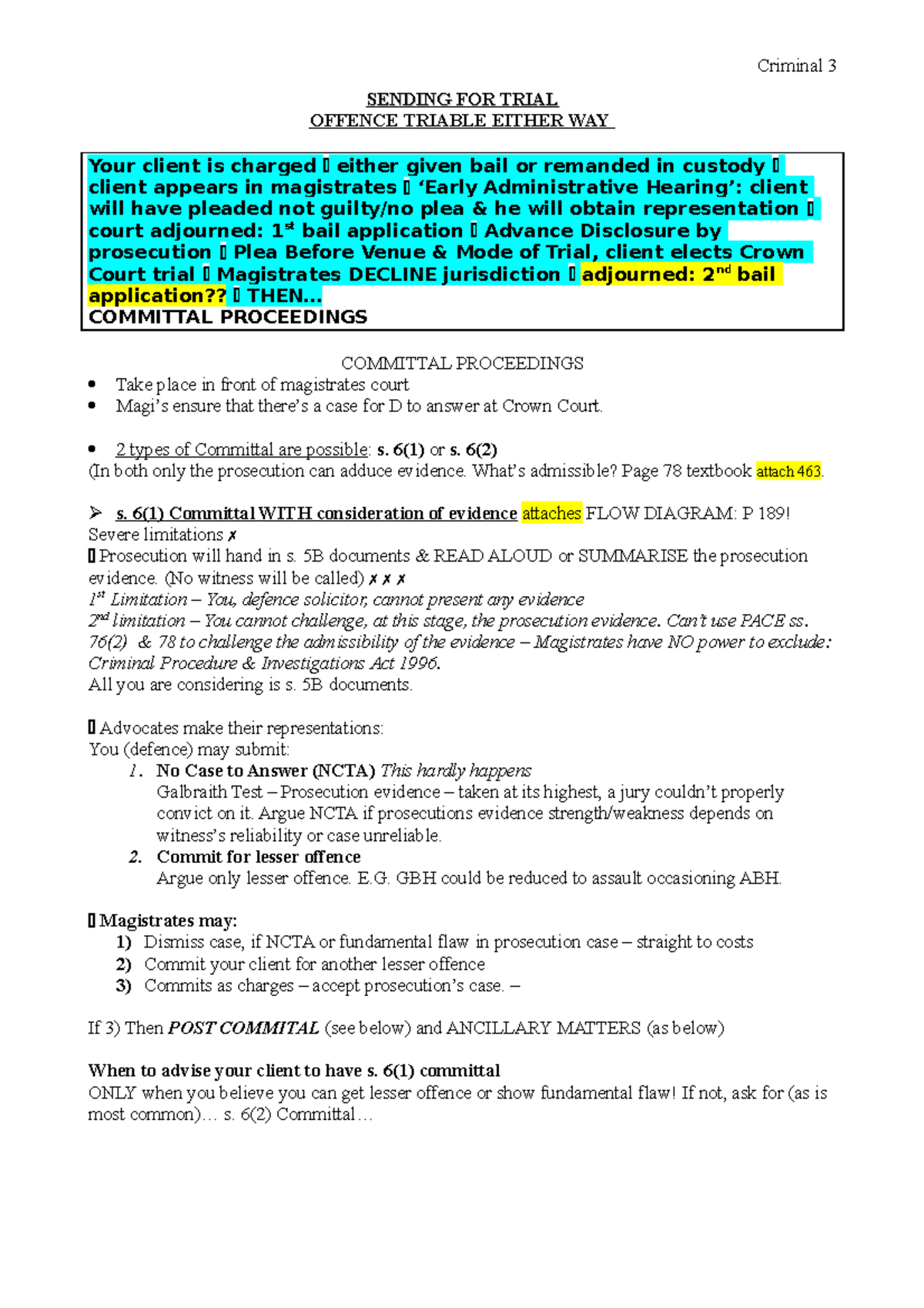 Sendingfortrial Eitherwayoffences - Criminal 3 SENDING FOR TRIAL ...