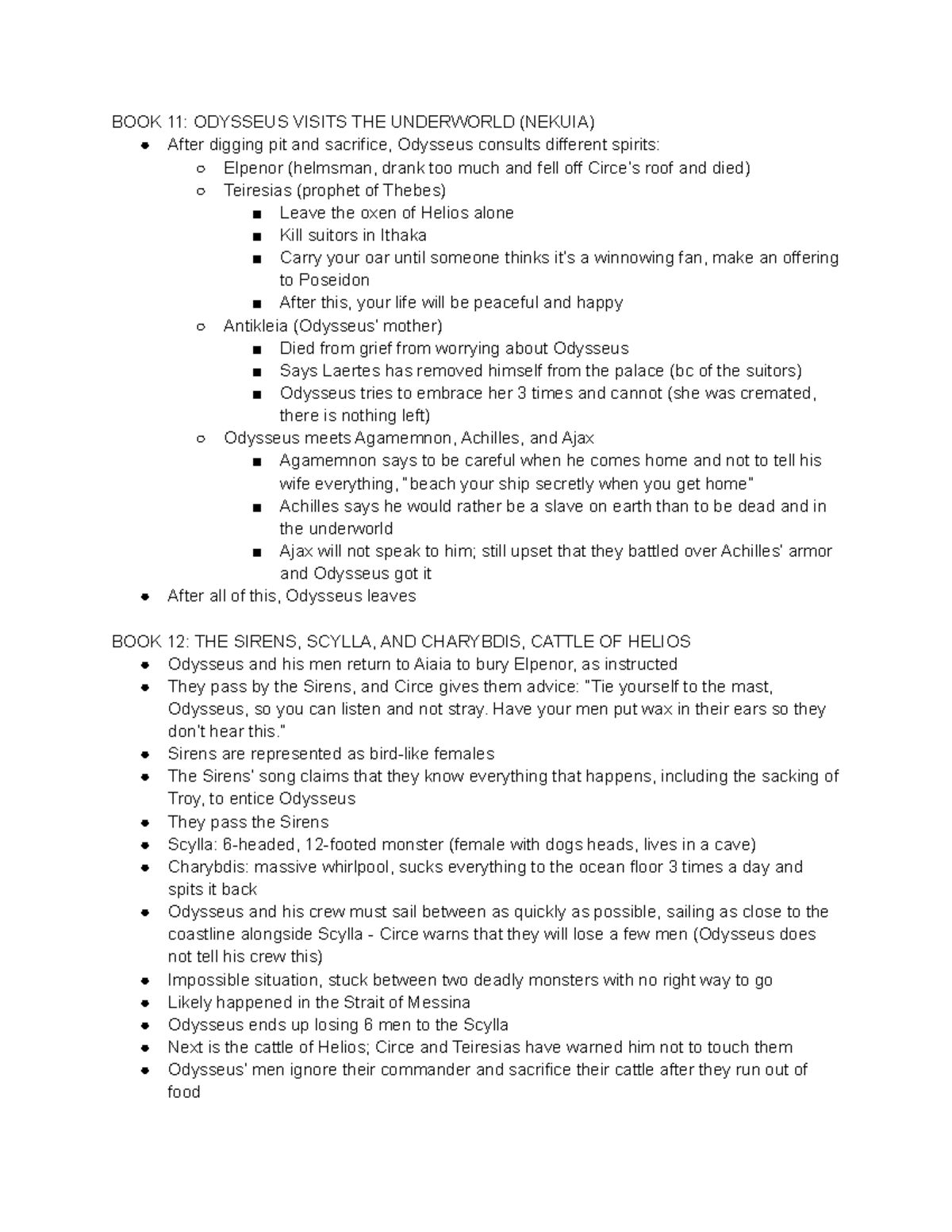 homer's the odyssey books 11, 12, 13 - BOOK 11: ODYSSEUS VISITS THE ...