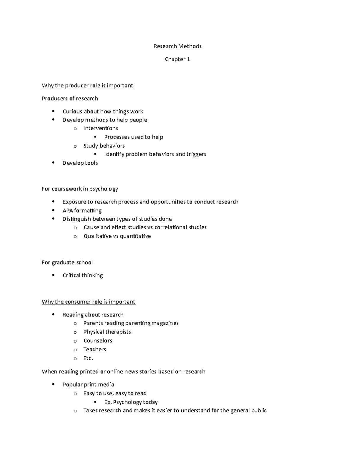 Chapter 1 research methods notes - Research Methods Chapter 1 Why the ...