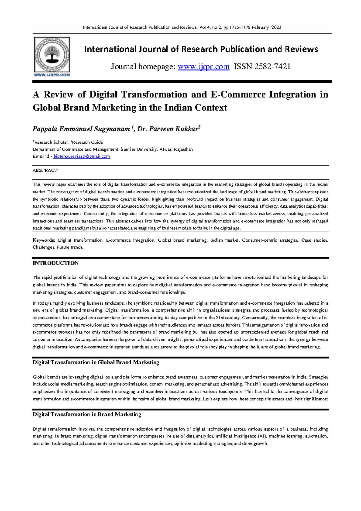 Ijrpr 10127 - International Journal of Research Publication and Reviews ...