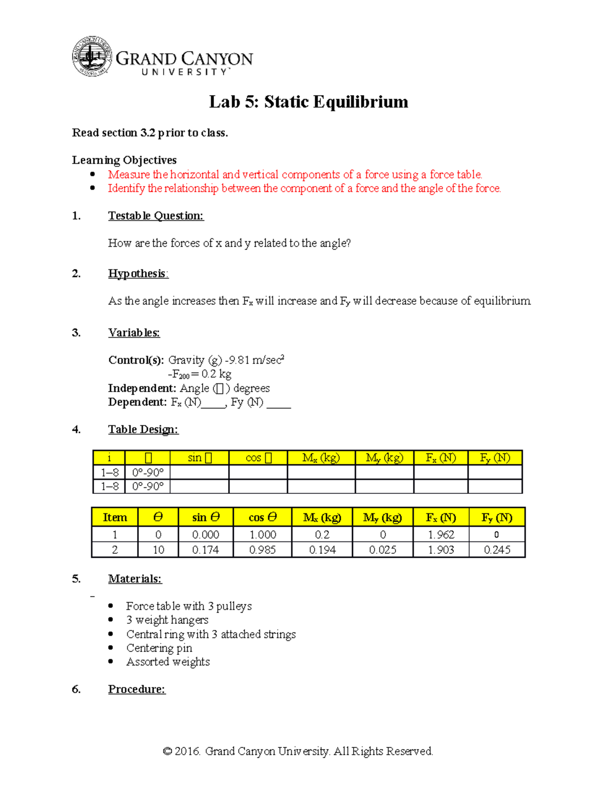 PHY-111L-RS-Lab5 Static Equilibrium - Lab 5: Static Equilibrium Read ...