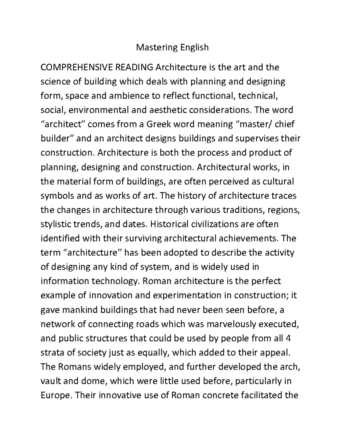 Mastering English-1 - N/A - Mastering English COMPREHENSIVE READING ...