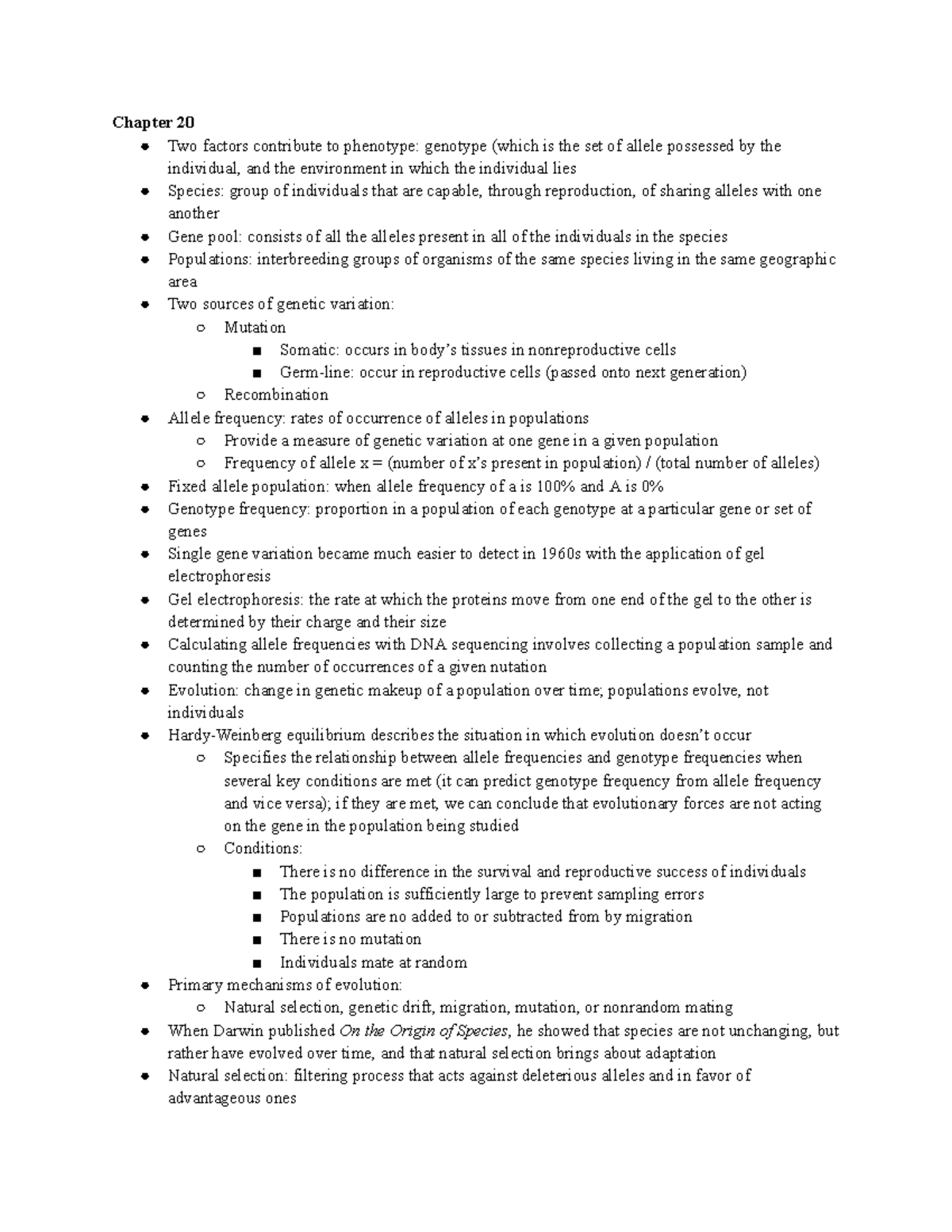 BIOL 1108 Textbook Notes - Chapter 20 Two factors contribute to ...