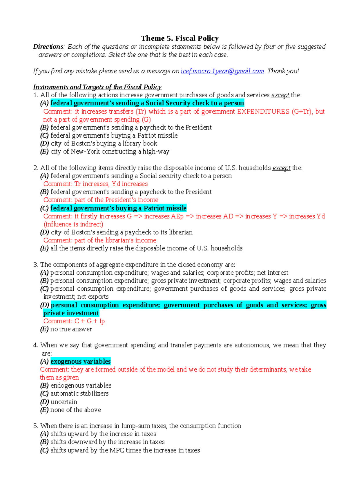 07 Fiscal Policy with comments - Theme 5. Fiscal Policy Directions ...