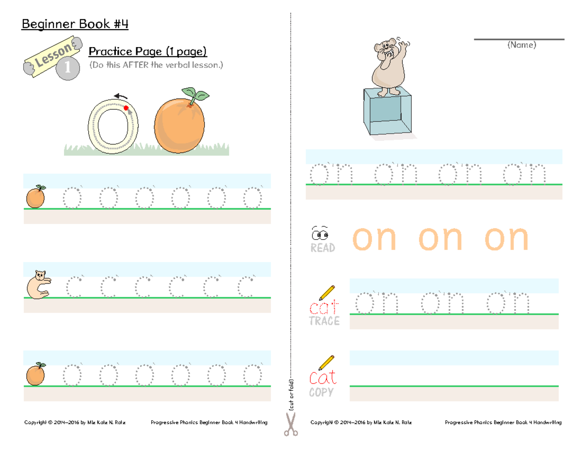 Book 4 Handwriting Worksheets Only - on on on (Name) on on on on on on ...
