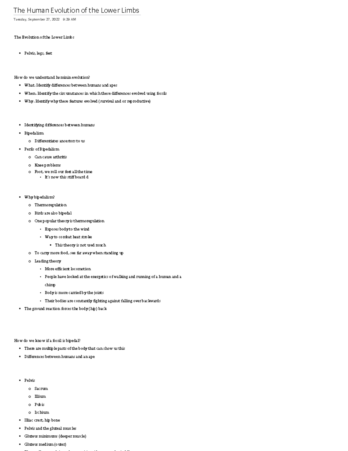 ANTH 435 Evolutionof Human Limbs - The Human Evolution of the Lower ...
