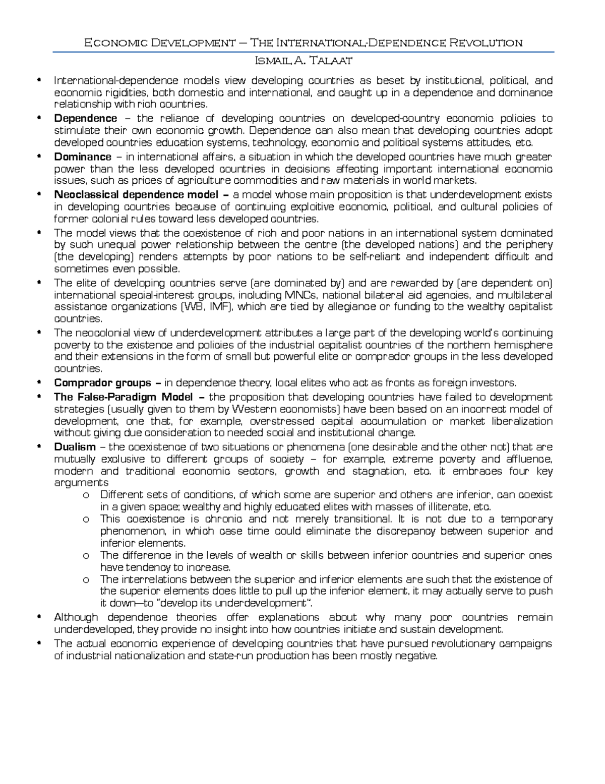 Lecture notes, lecture 1 - The international-dependence revolution ...