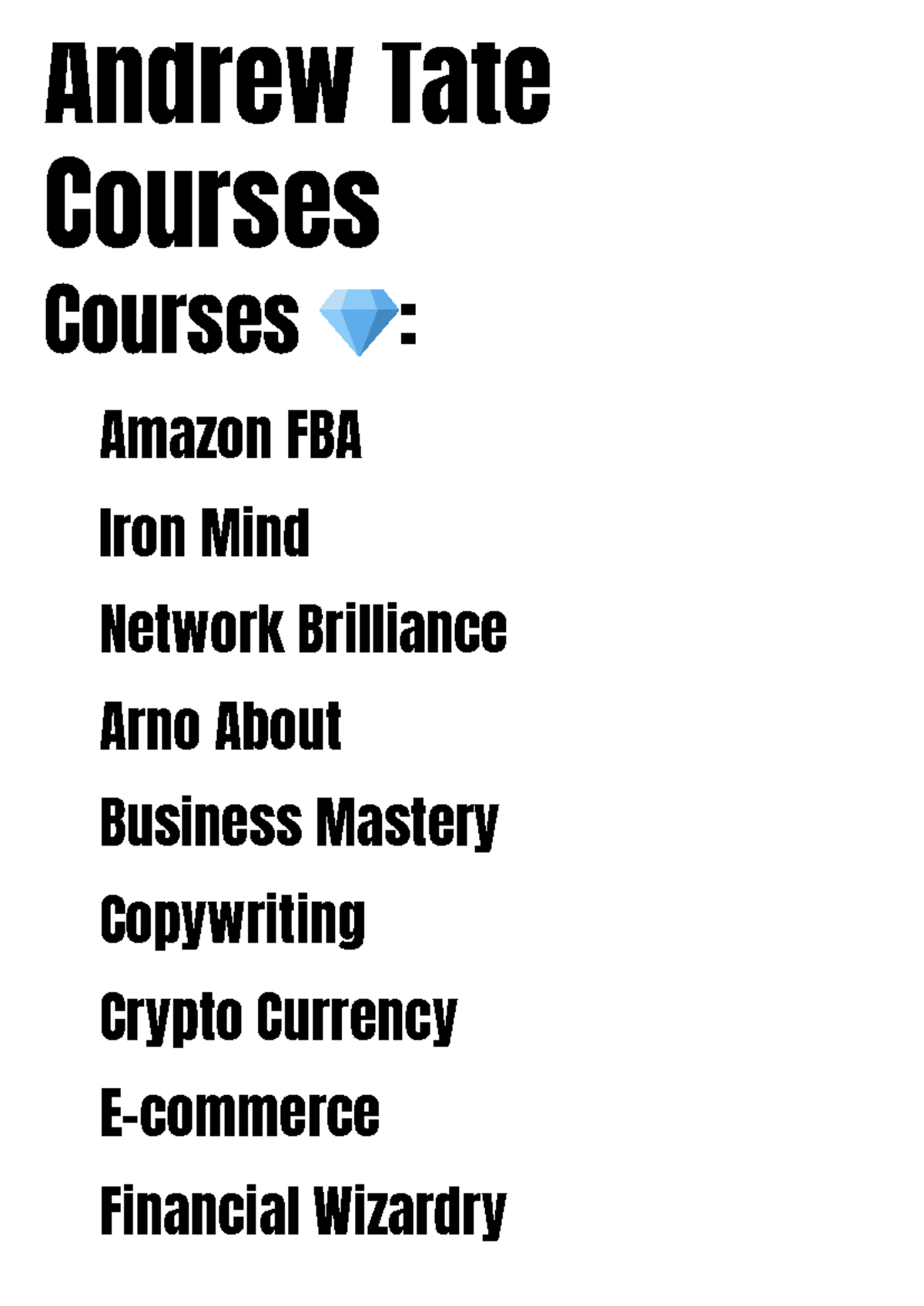 Andrew Tate Courses - Andrew Tate Courses Courses 💎: ★Amazon FBA ★Iron ...