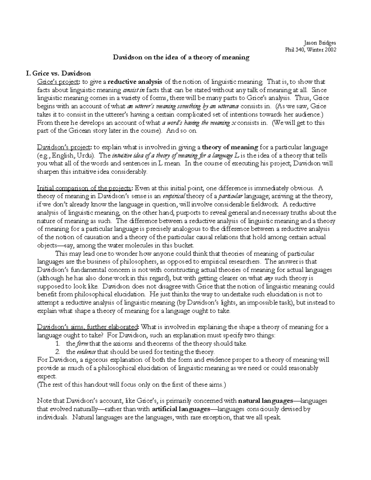 Phil340,W02-handout 1 (Davidson part 1) - Jason Bridges Phil 340 ...