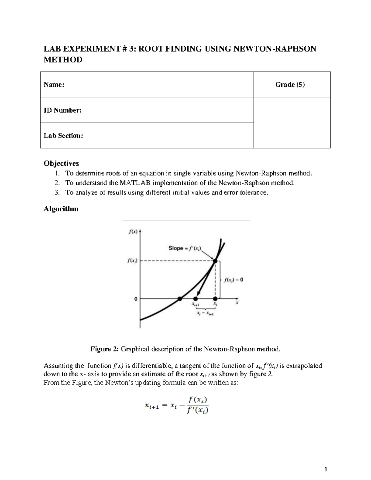 Experiment 3-newton-raphson method Root finding method - LAB EXPERIMENT ...