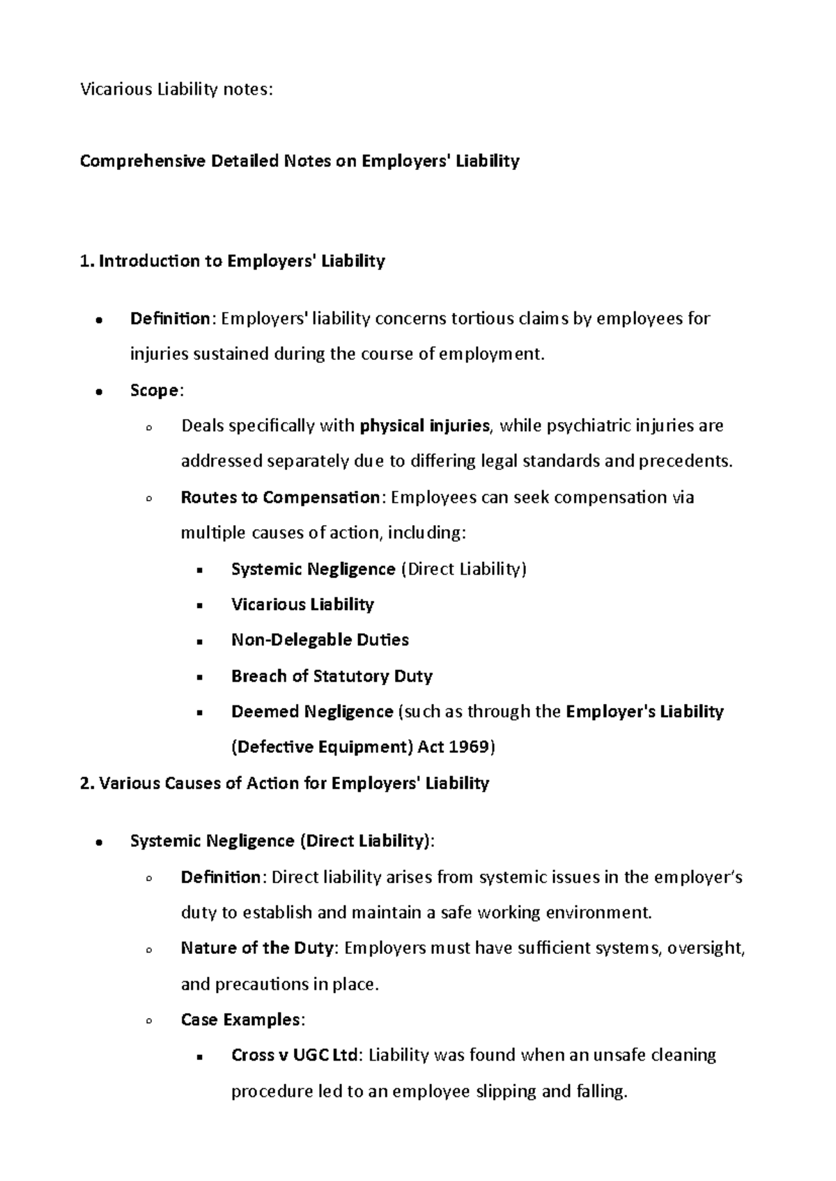 Vicarious liability tutorial - Vicarious Liability notes: Comprehensive ...