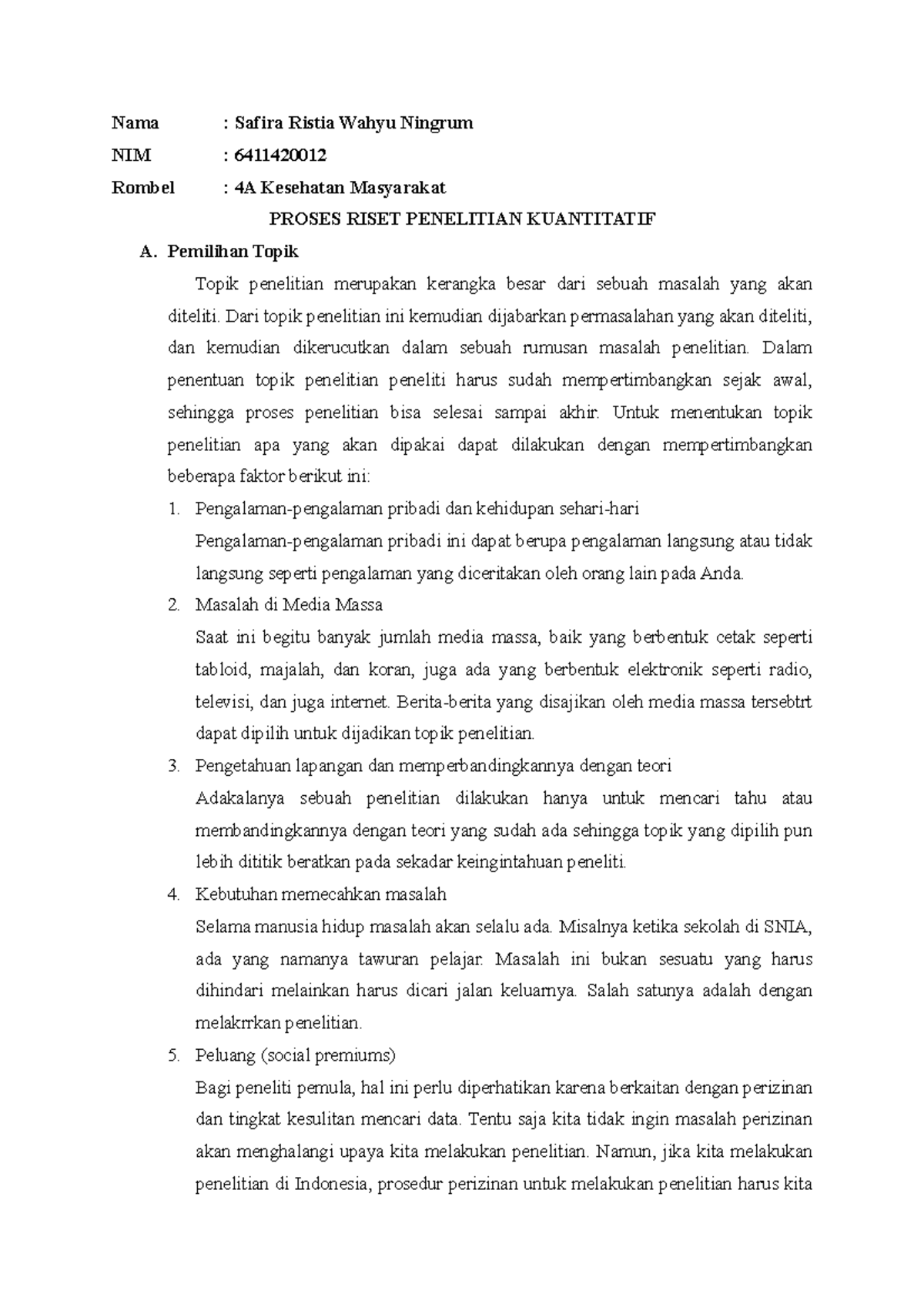 Proses Riset Penelitian Kuantitatif 641142001 2 safira ristia wahyu ...