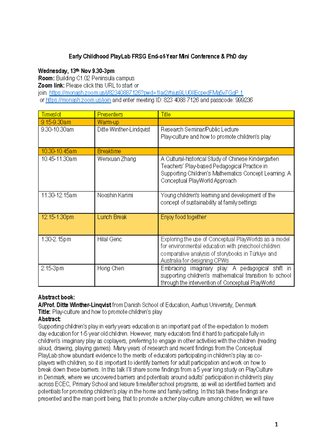 Early Childhood Play Lab FRSG End of Year Mini Conference Ph D - 1 ...