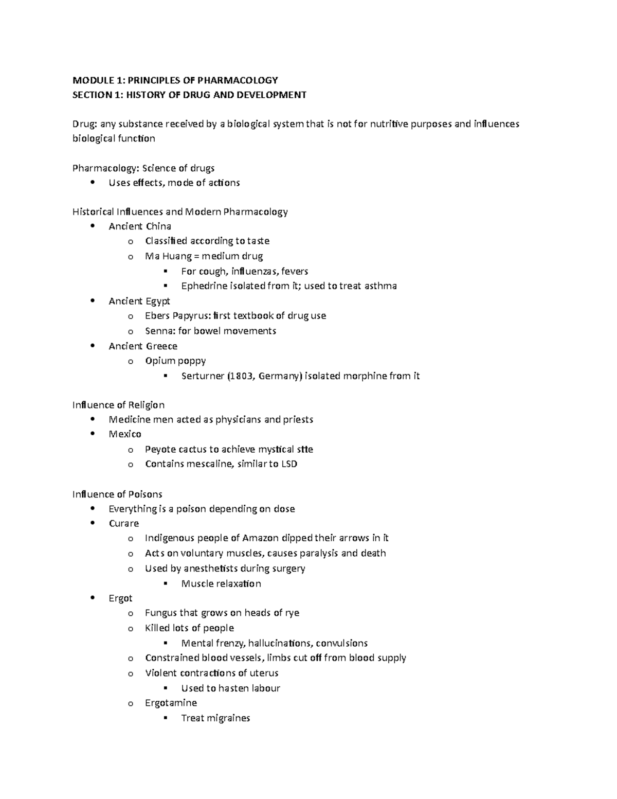 PHAR 100 Module Notes - Summary Introductory Pharmacology - MODULE 1 ...