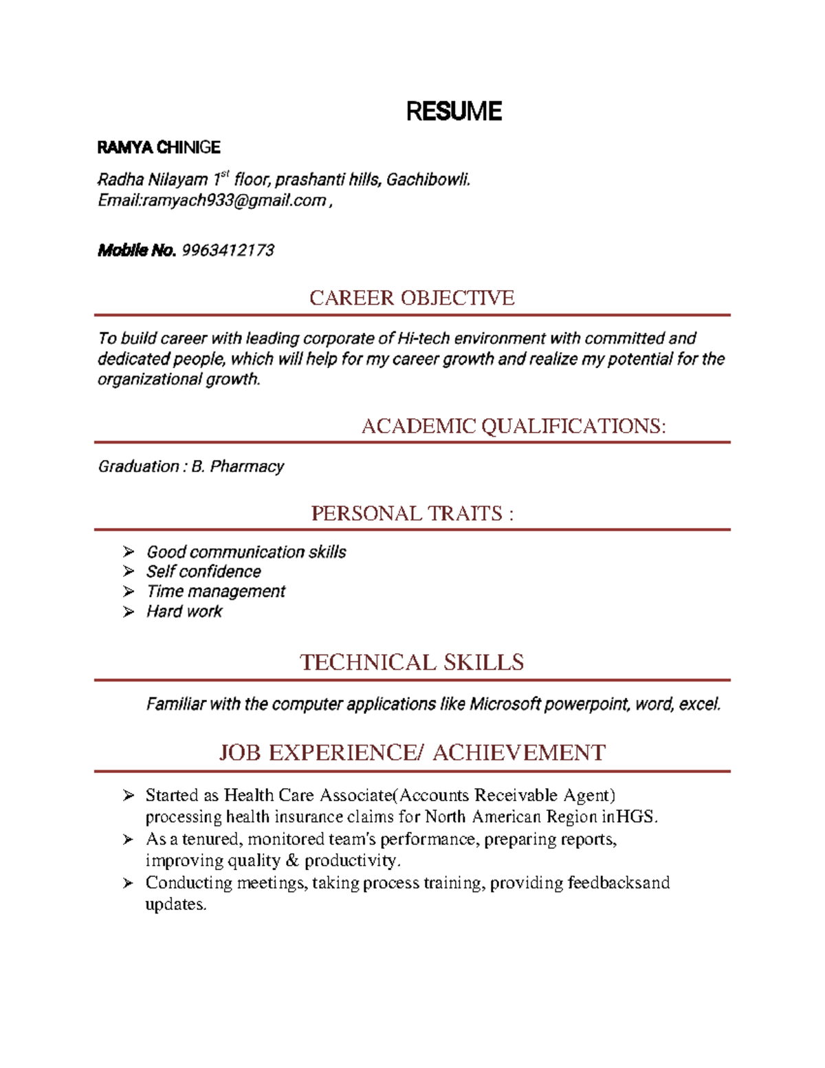 Resume 2024 - Practical notes - CAREER OBJECTIVE ACADEMIC ...