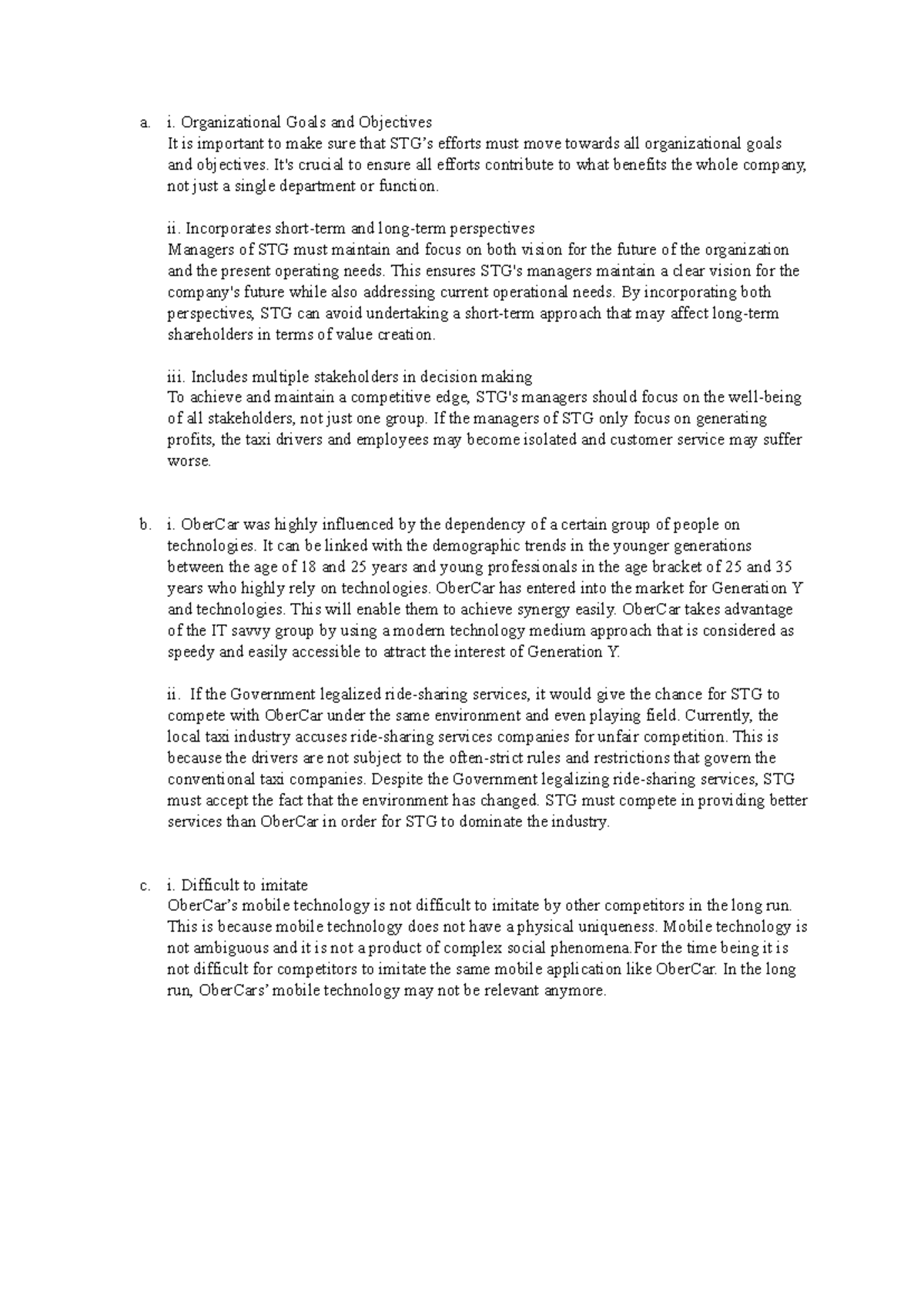MAF661 STG & Obey Car Tutorial - a. i. Organizational Goals and ...
