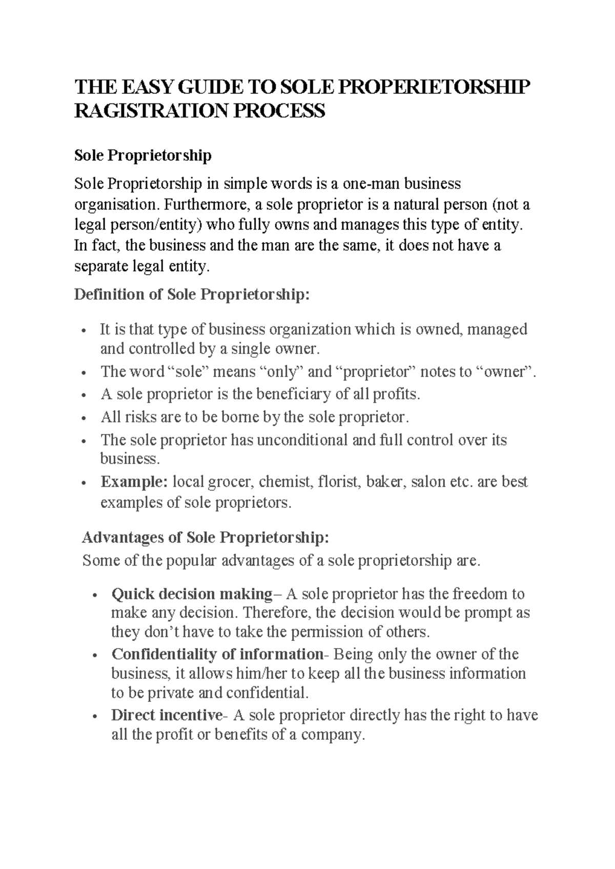 SOLE PROP - THE EASY GUIDE TO SOLE PROPERIETORSHIP RAGISTRATION PROCESS ...