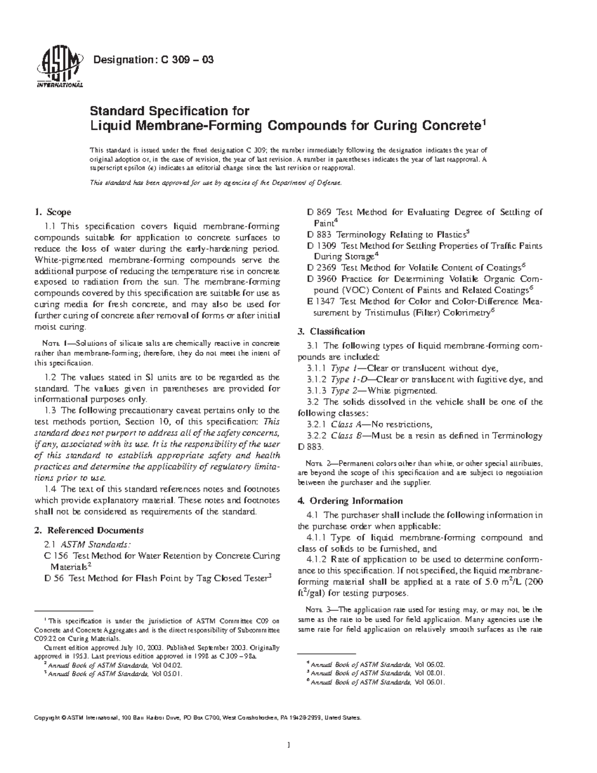 ASTM C309 - vvvv - Designation: C 309 – 03 Standard Specification for ...