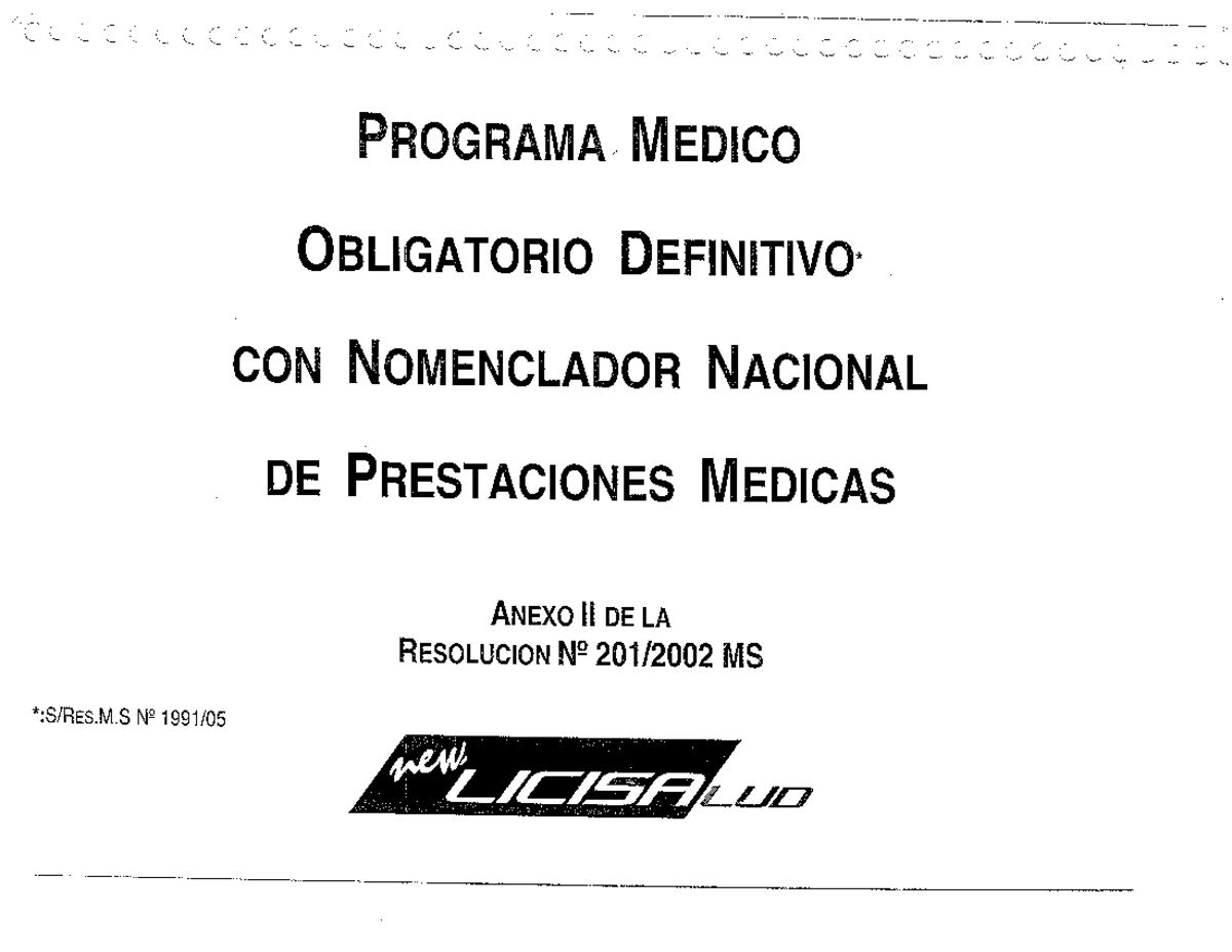 Nomenclador Nacional - assdfd - PROGRAMA MEDICO OBLIGATORIO DEFINITIVO * CON NOMENCLADOR ...