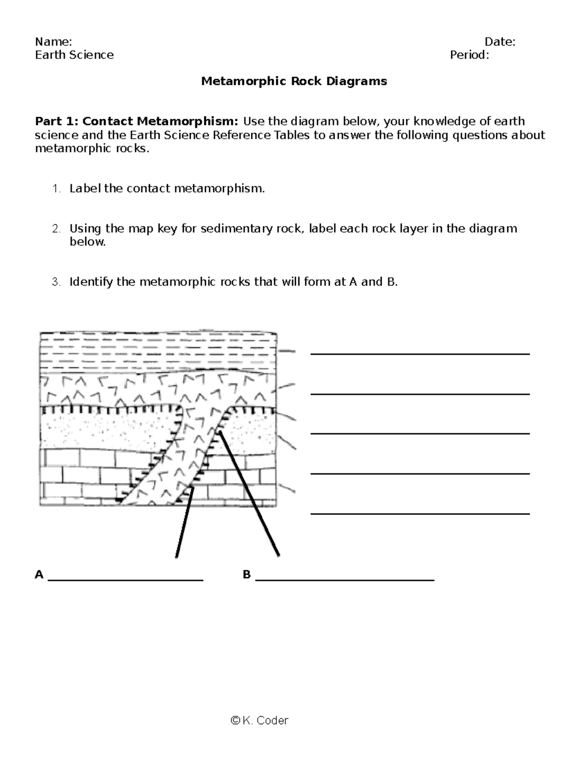WS Metamorphic Diagrams KEY - Name: Date: Earth Science Period ...