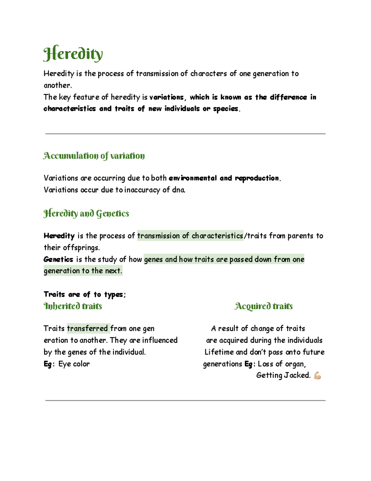 Heredity - Class 10 biology - Heredity Heredity is the process of ...