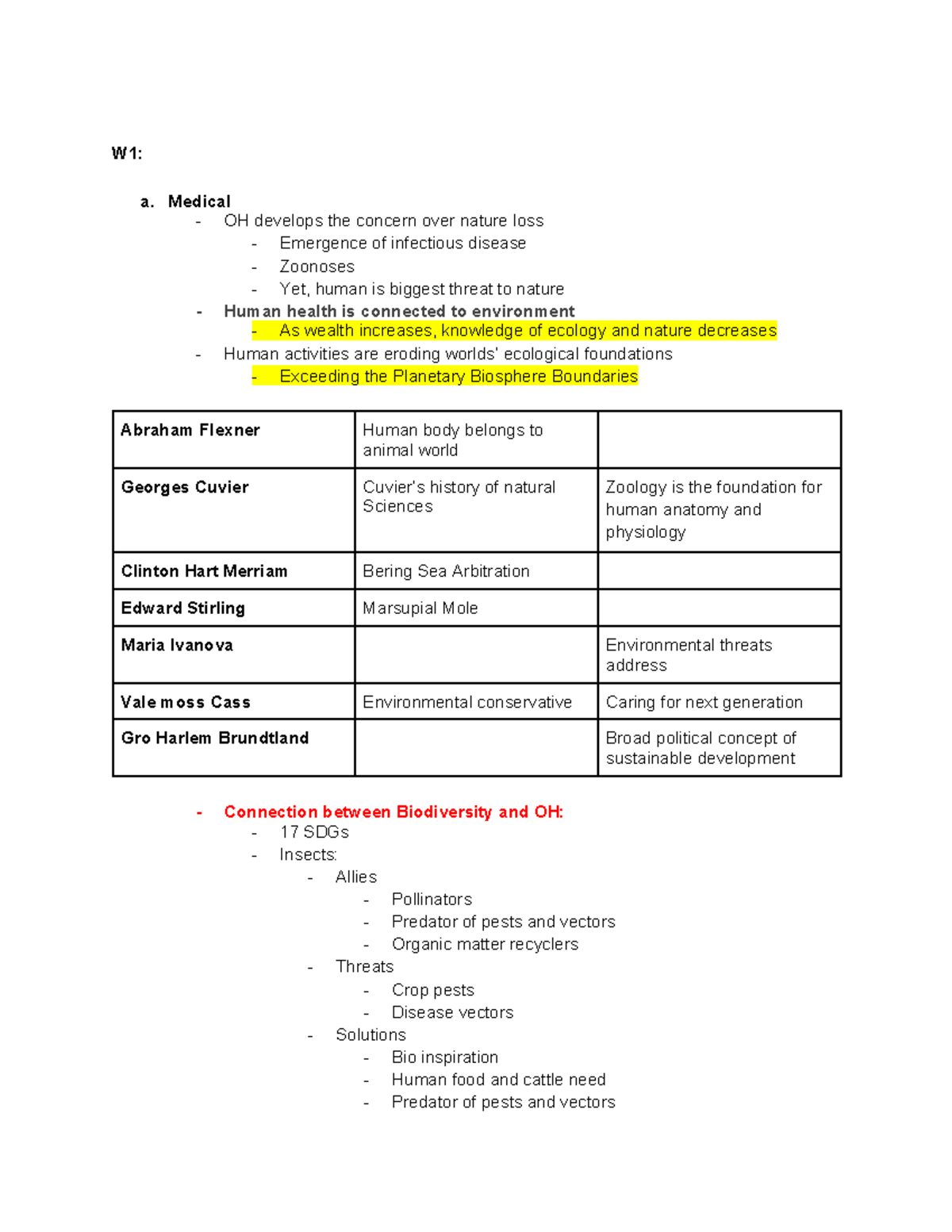 MST Quiz Revision - W1: a. Medical OH develops the concern over nature loss Emergence of ...