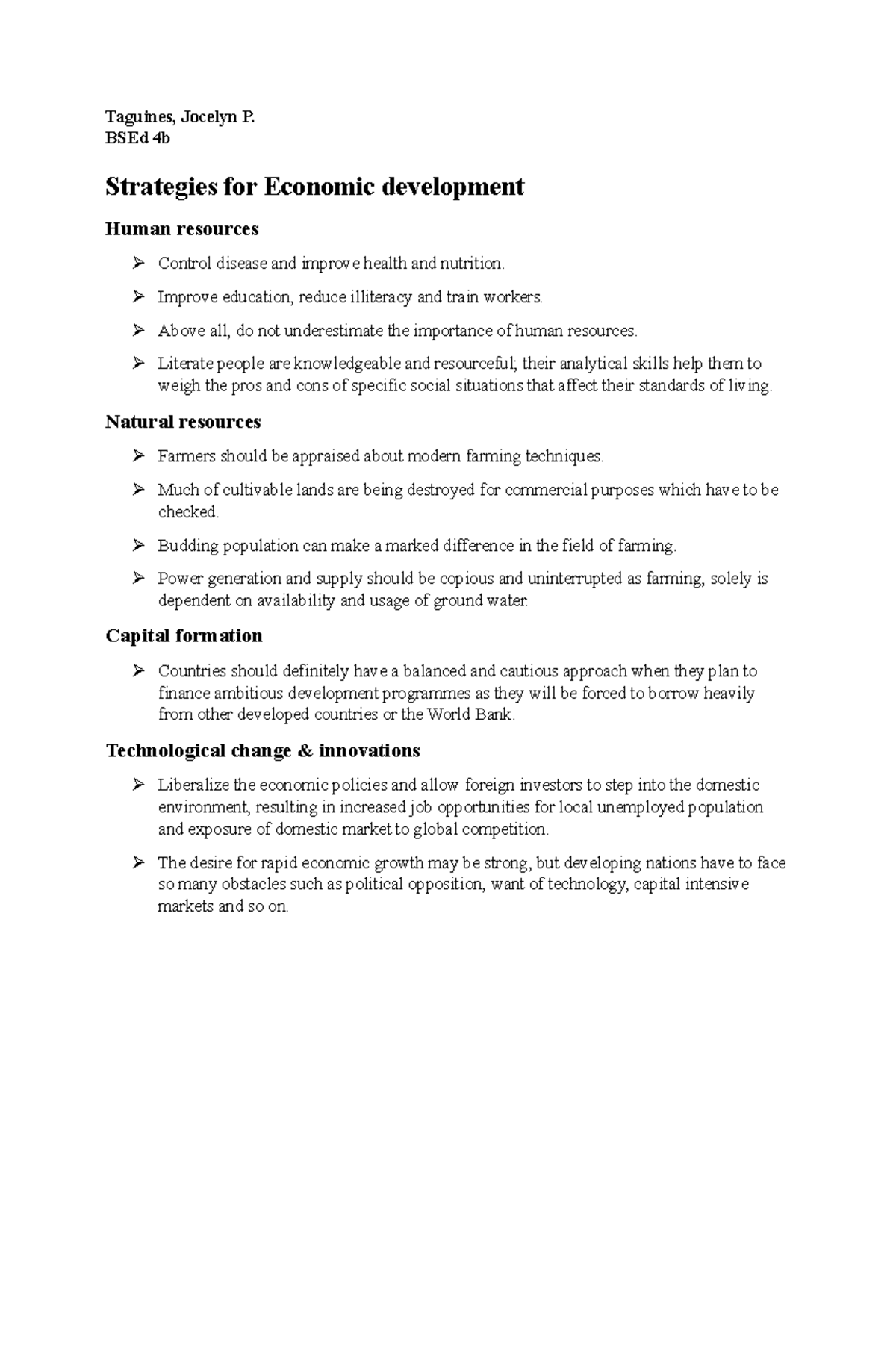 Economic-Development-writtenreport - Taguines, Jocelyn P. BSEd 4b ...