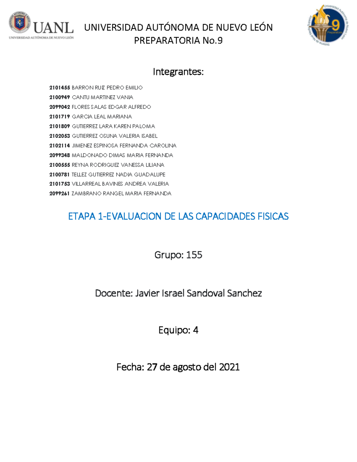 Equipo 4 Afydp E1 - ........................ - UNIVERSIDAD AUT”NOMA DE NUEVO LE”N PREPARATORIA ...